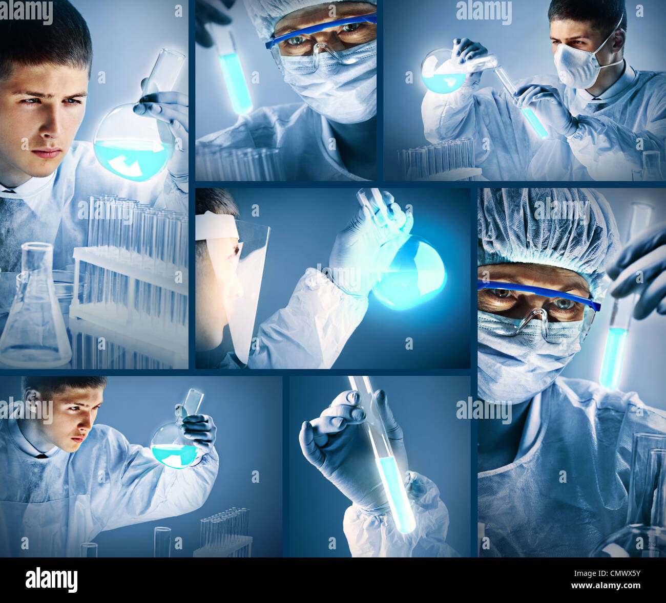 Collection of images on scientific experiments in laboratory Stock ...