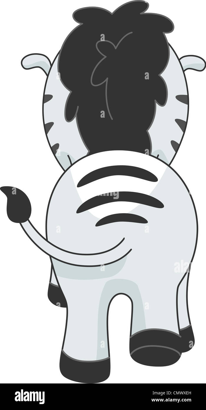 Illustration of a Zebra Shown from the Rear Stock Photo - Alamy