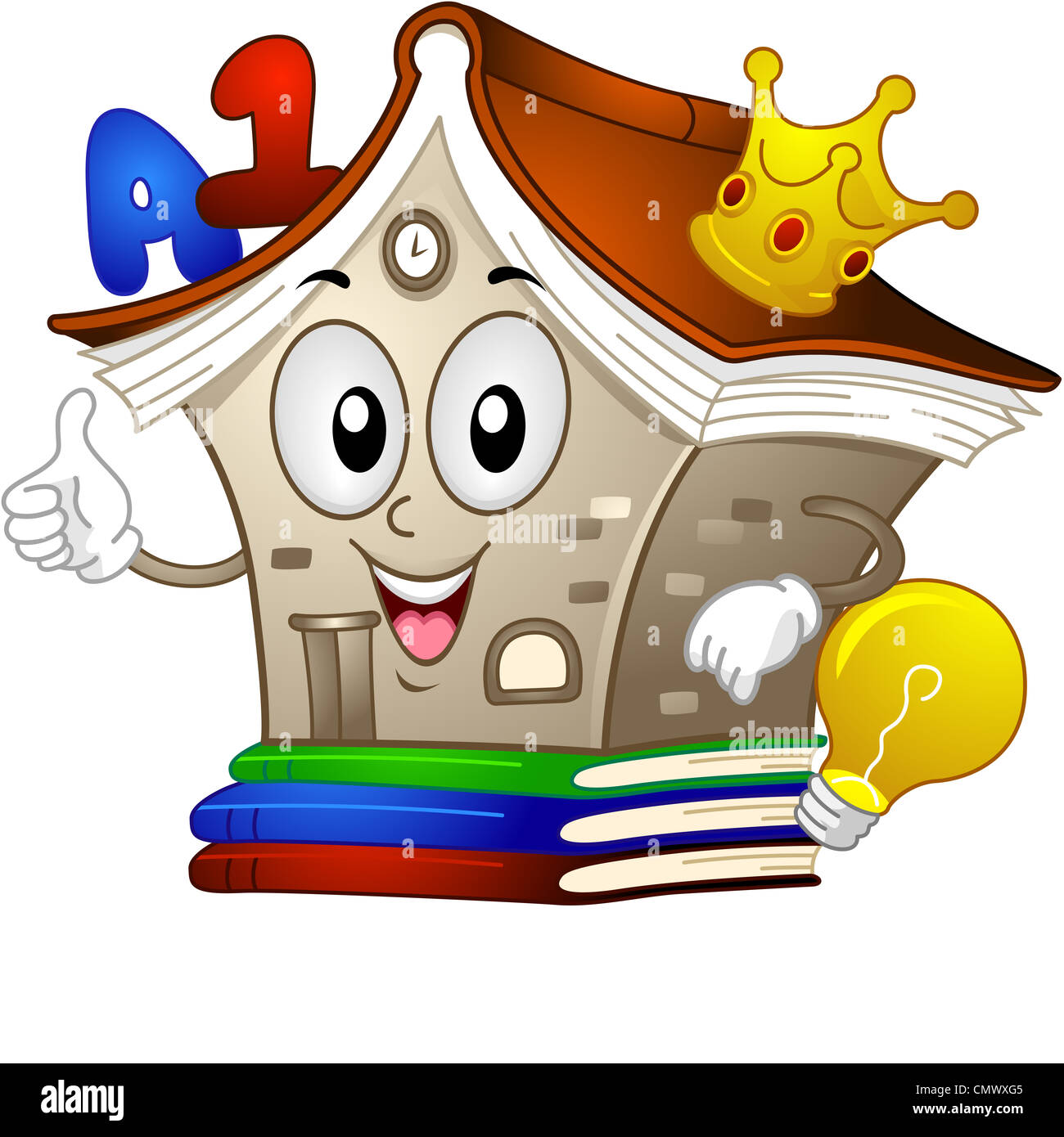 Illustration of a Library Mascot Giving a Thumbs Up Stock Photo - Alamy