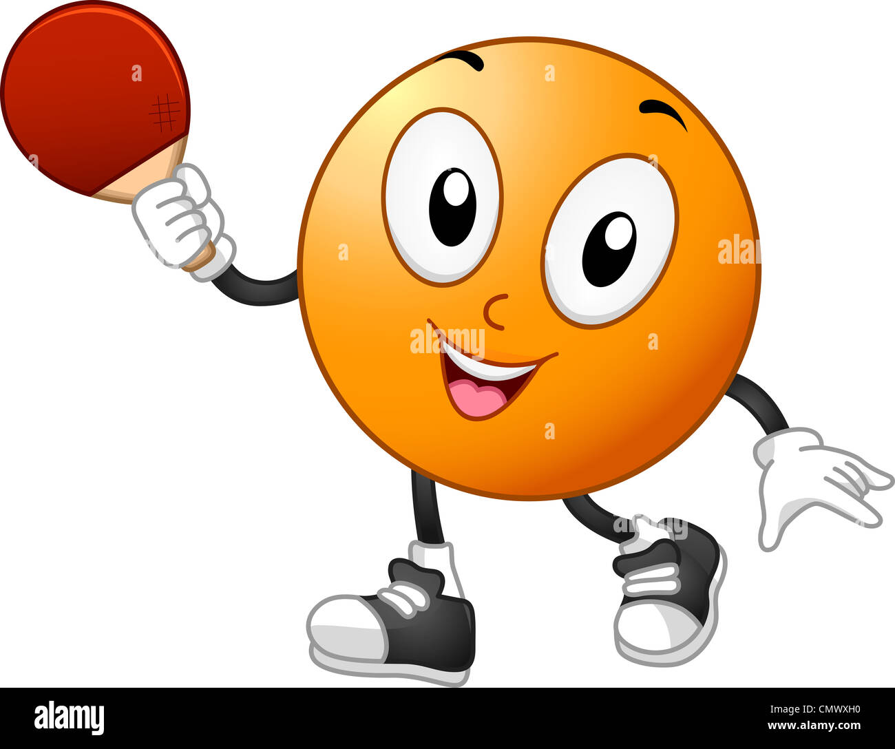 Illustration of a Table Tennis Mascot Holding a Racket Stock Photo - Alamy