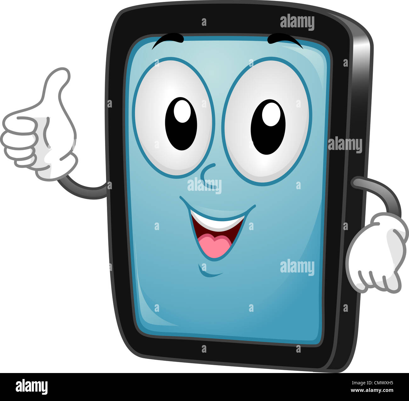 Illustration of a Tablet PC Mascot Giving a Thumbs Up Stock Photo - Alamy