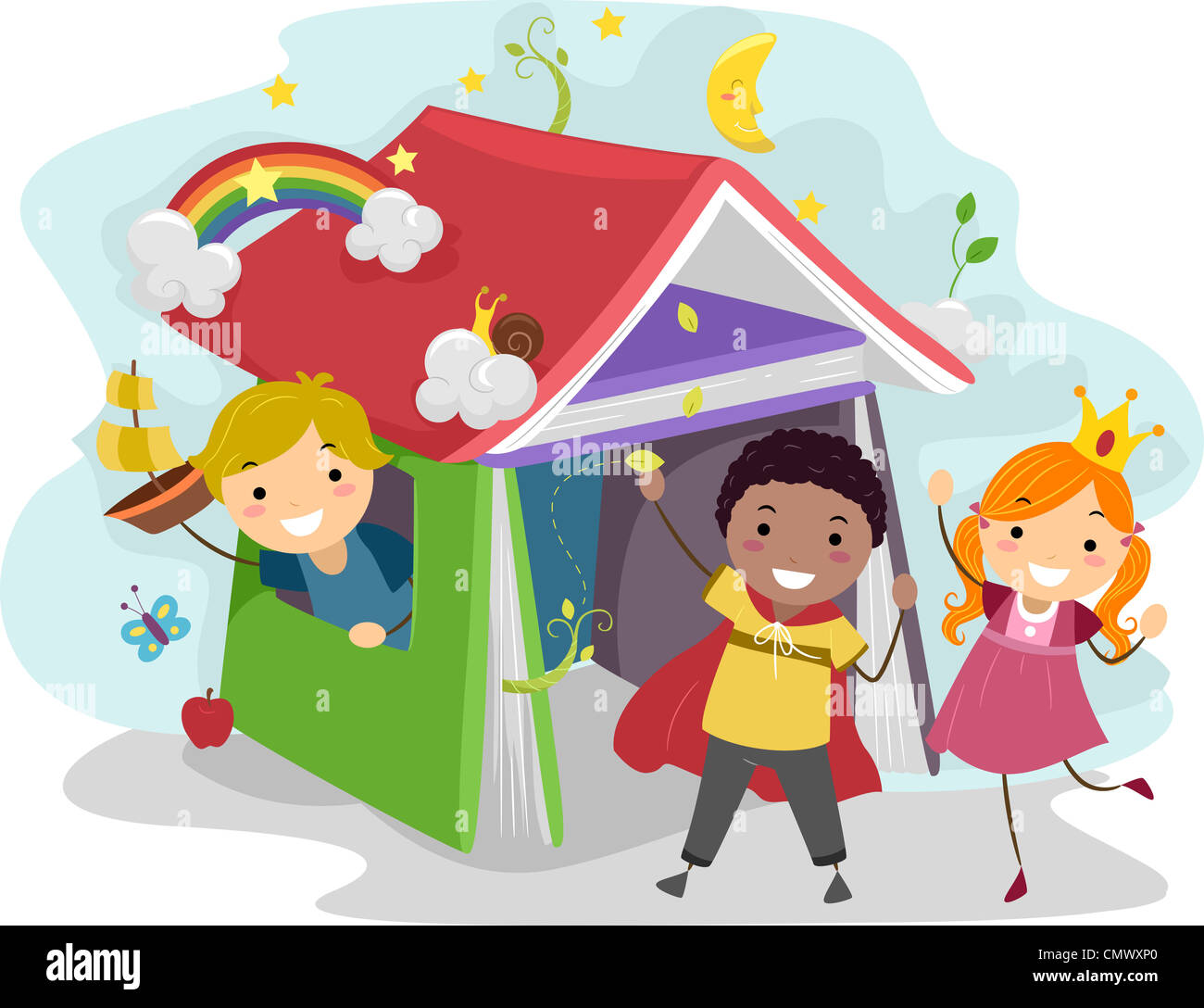 Illustration of Kids Acting Out Stories from a Children's Book Stock ...