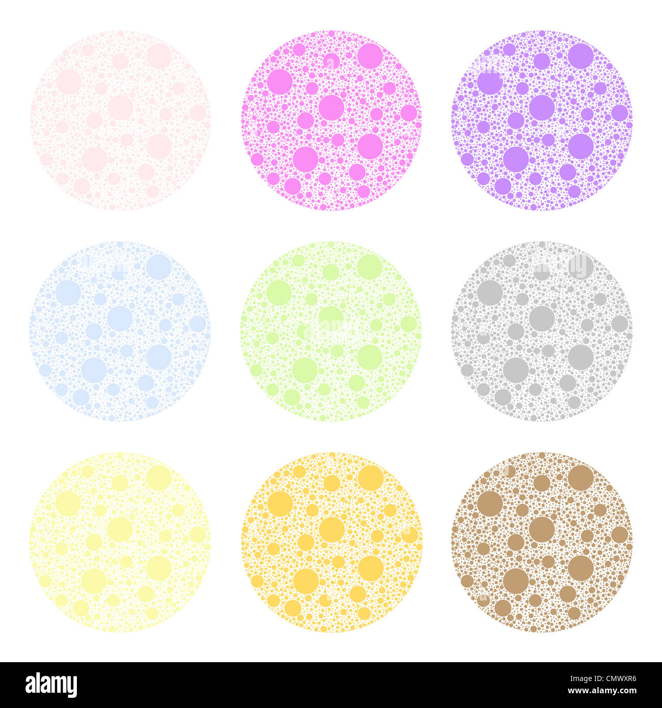 Different color polka dots collection on white background Stock Photo ...