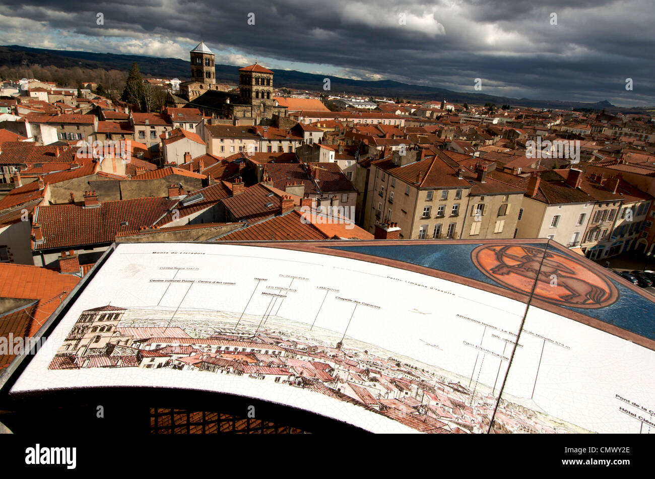 Overlooking Issoire with the Romanesque church of St. Austremoine ...