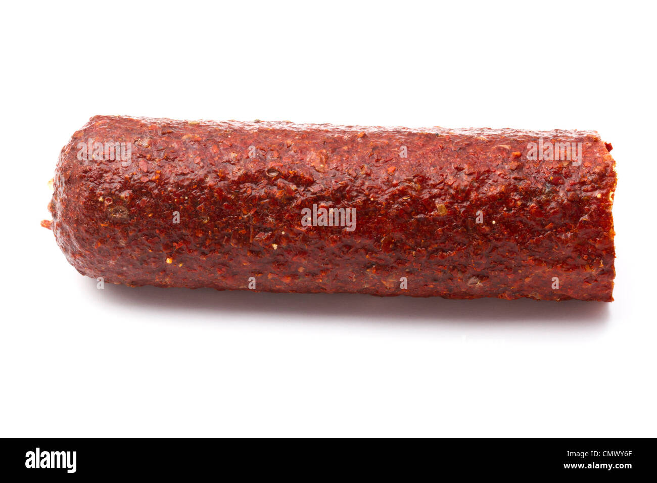 Chili salami isolated on white background Stock Photo - Alamy