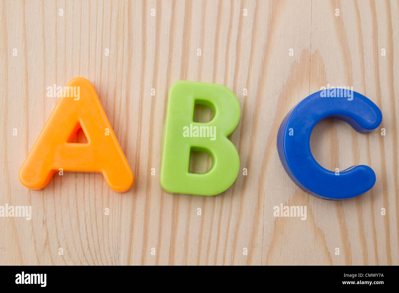 Letter magnets A B C closeup on wood background Stock Photo - Alamy