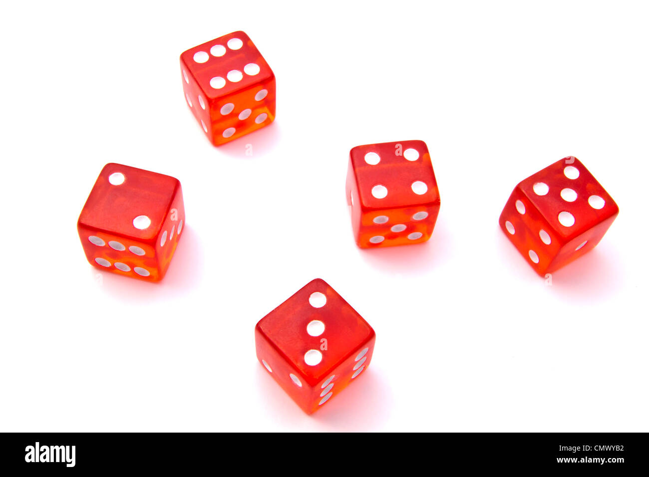 Red dice isolated on white background Stock Photo - Alamy