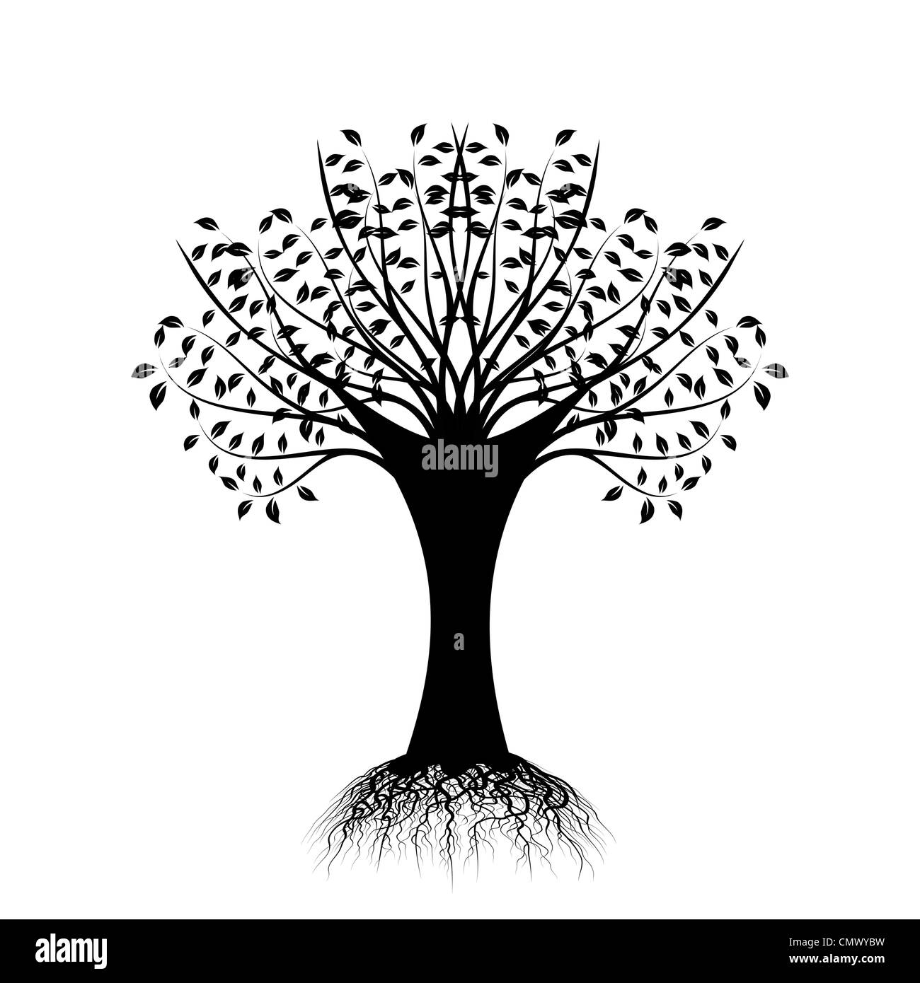 Beautiful art tree silhouette isolated on white background Stock Photo ...