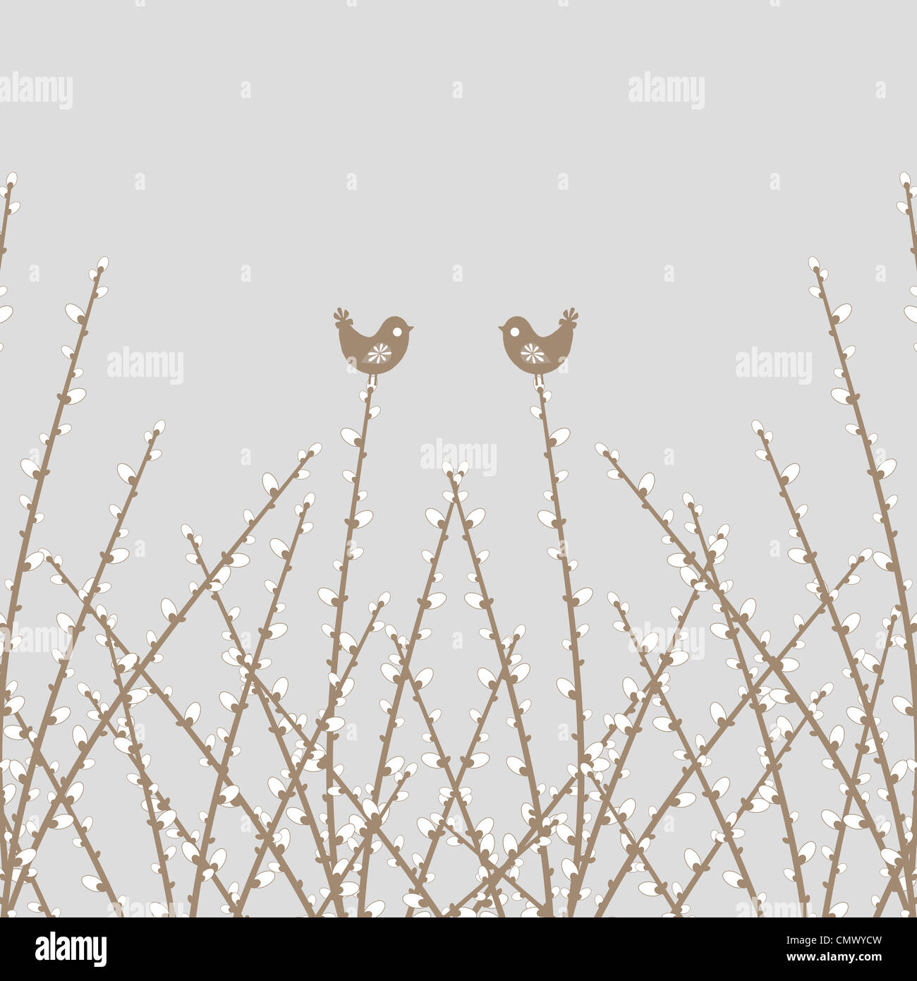 Beautiful spring willow twig and birds closeup Stock Photo - Alamy