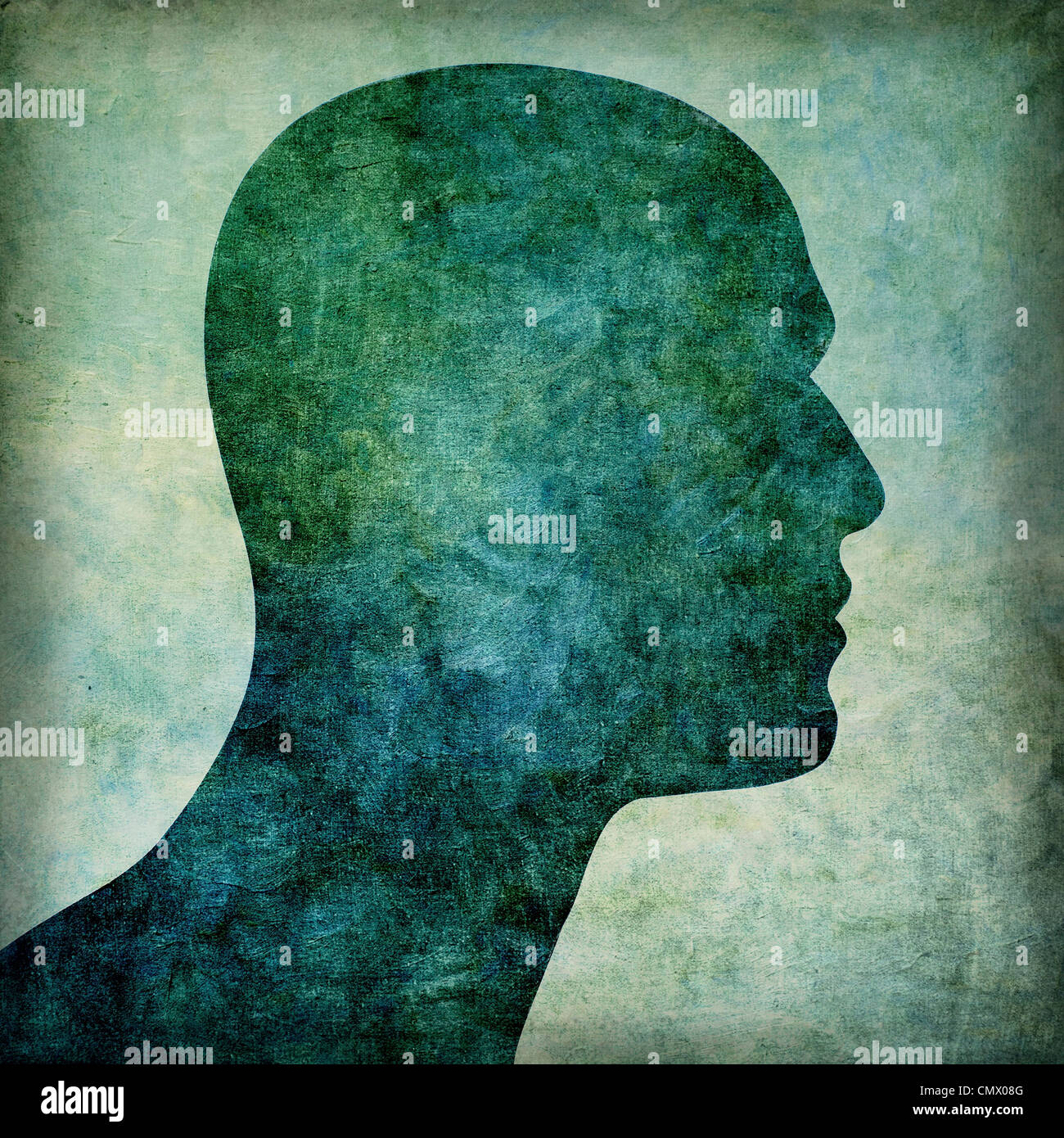 Human head, profile, textured art image Stock Photo - Alamy