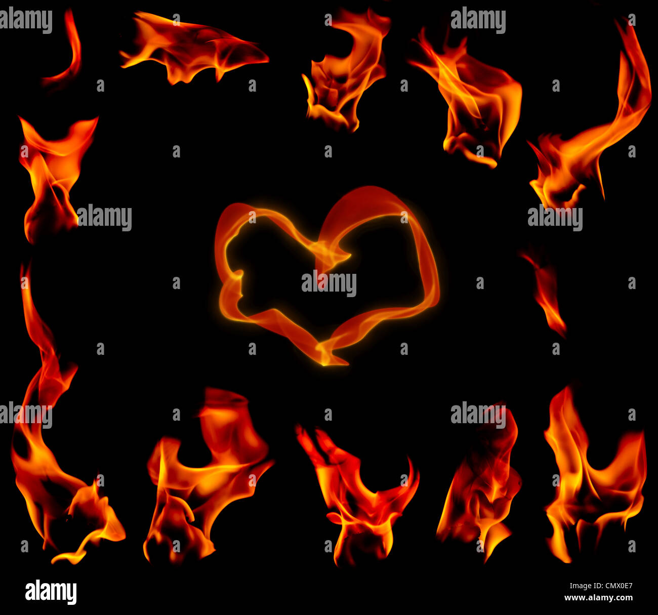 figure of flare flame ( fire ) on a black background Stock Photo - Alamy