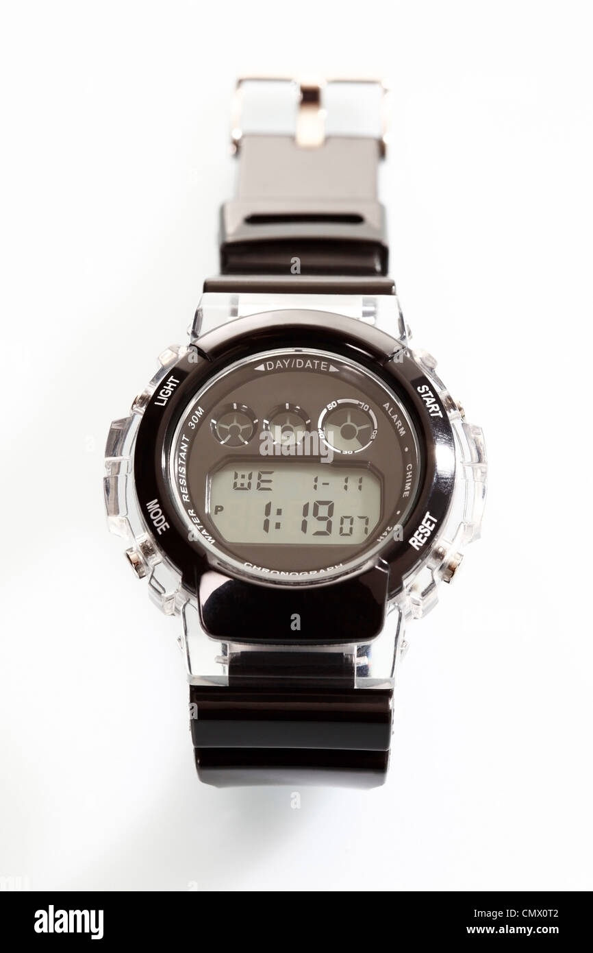 Sporting wrist watch on white background, close up Stock Photo - Alamy