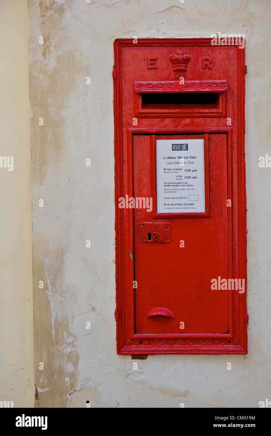 Red post box, Mdina, Malta Stock Photo - Alamy