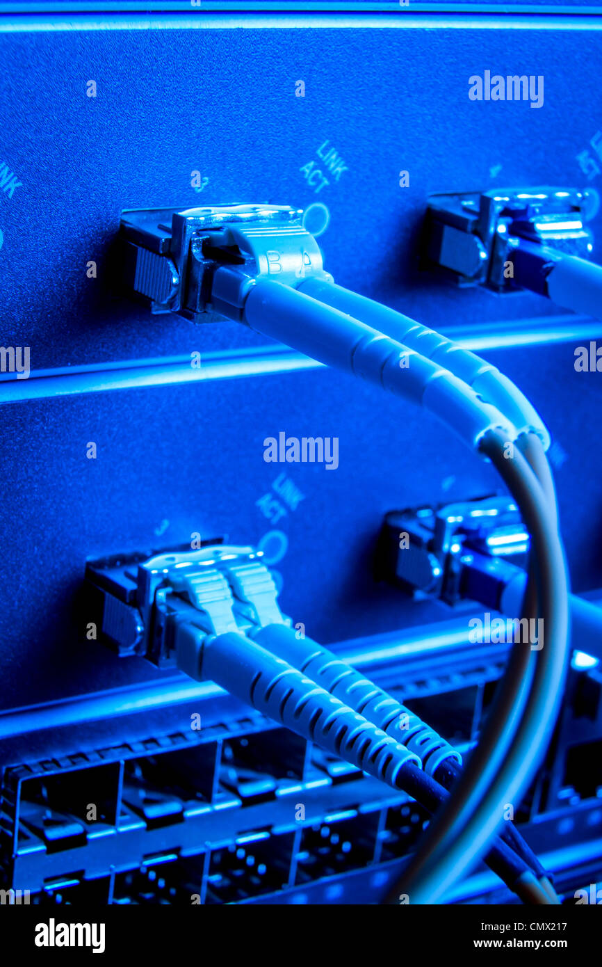 optic fiber cables connected to data center Stock Photo - Alamy