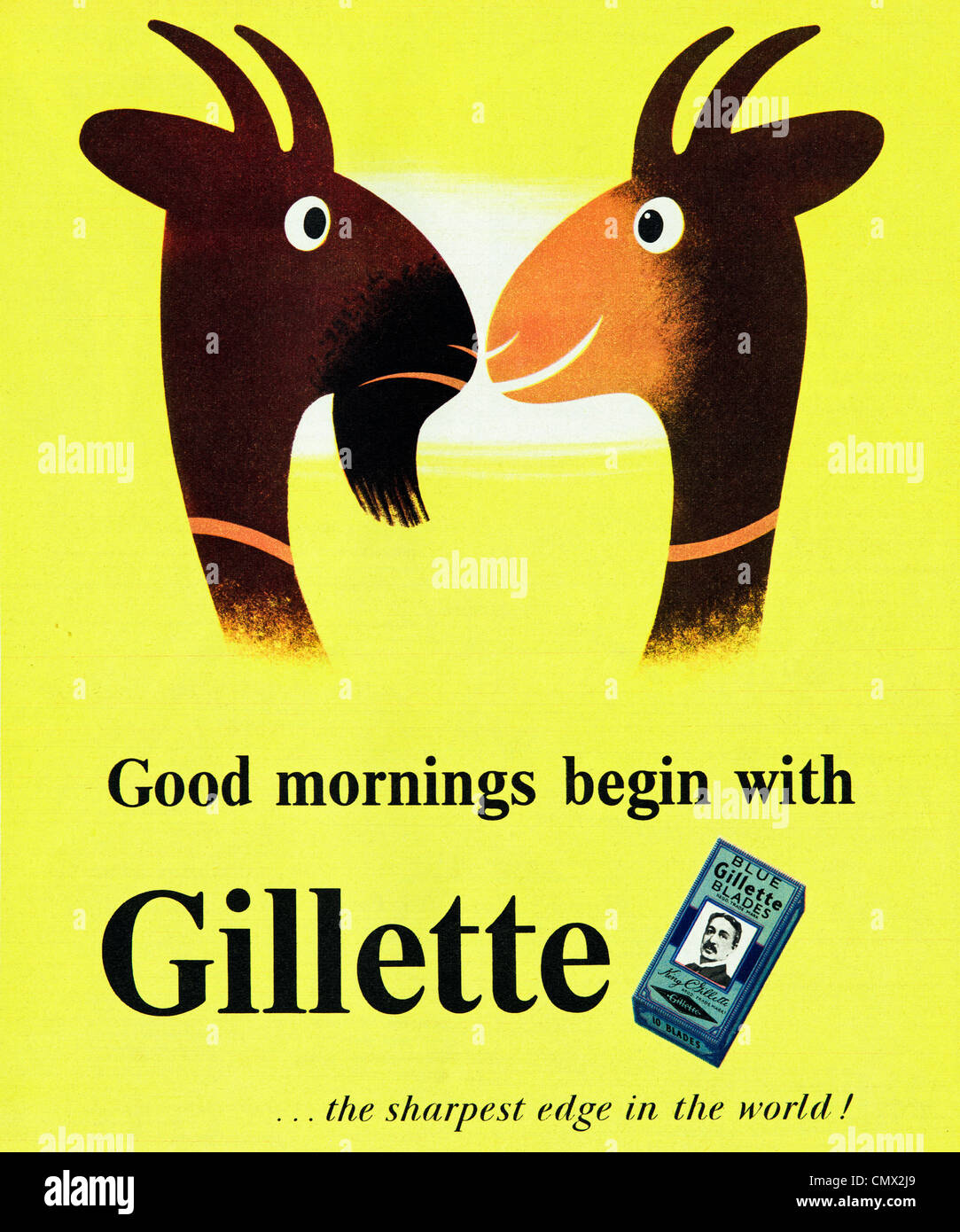 Gillette Razor Blades Advert Original Advertisement From 1940s Period Magazine Advertising Stock