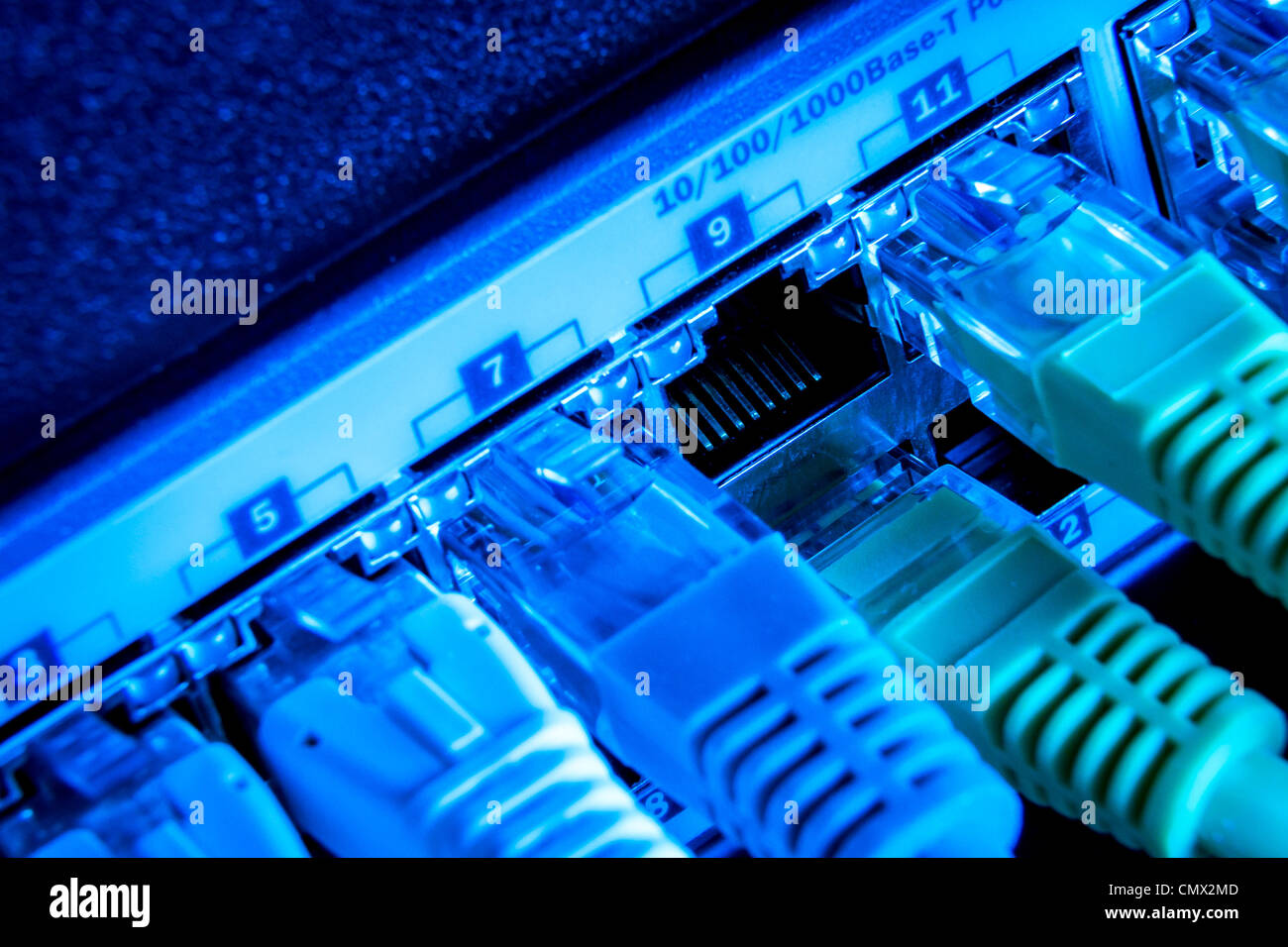 network cables connected to hub Stock Photo - Alamy