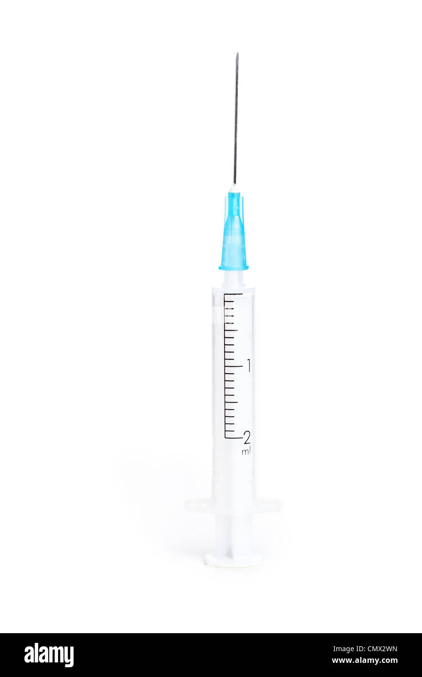 Syringe closeup on white background Stock Photo - Alamy