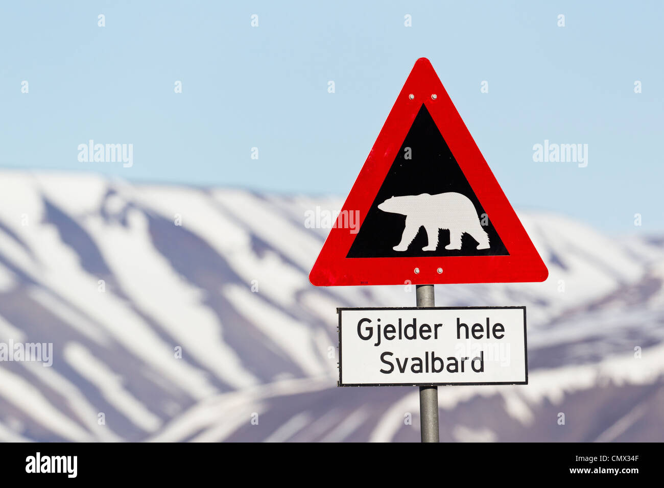 Europe, Norway, Spitsbergen, Svalbard, Longyearbyen, Caution polar bear ...