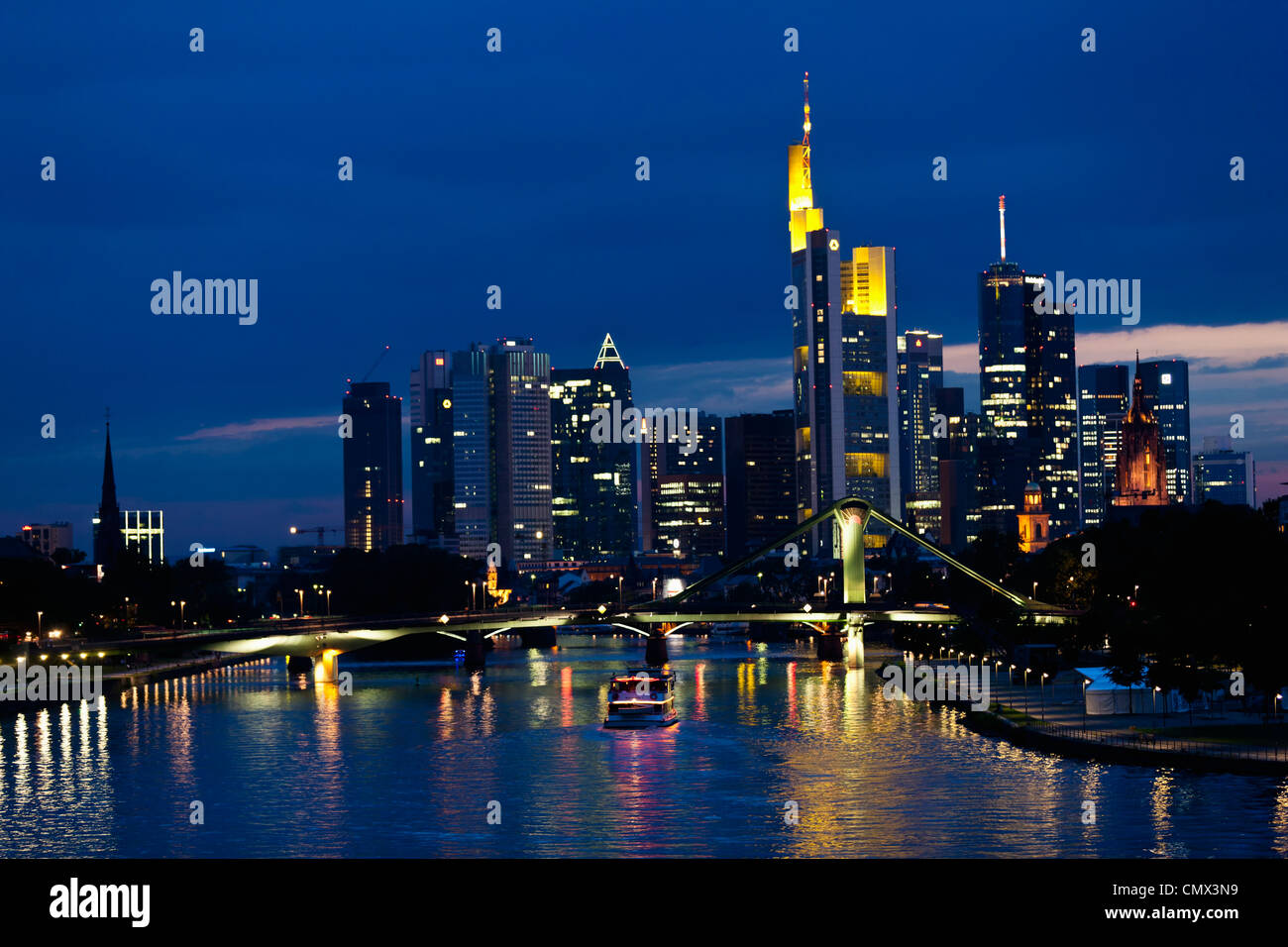 Germany, Frankfurt, View of city at night Stock Photo - Alamy