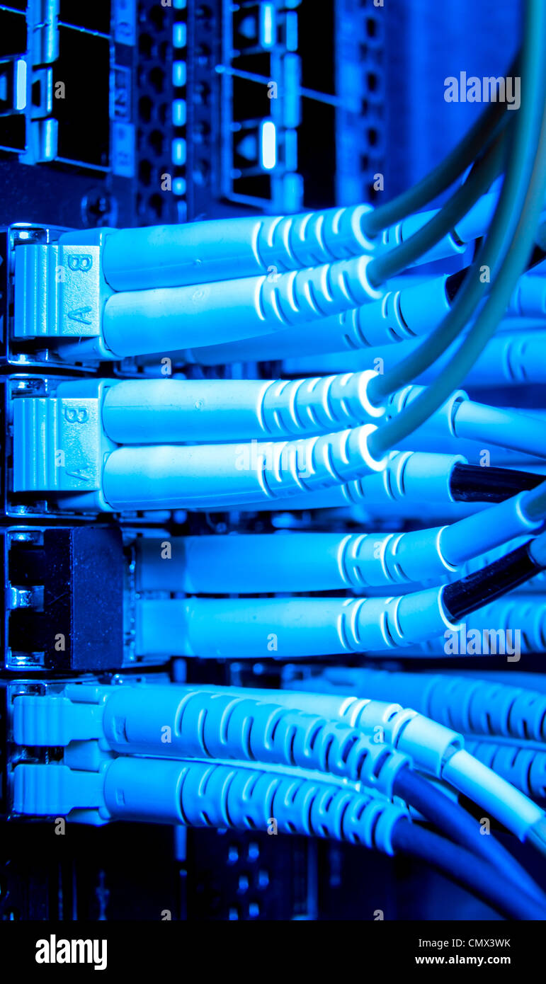 optic fiber cables connected to data center Stock Photo - Alamy