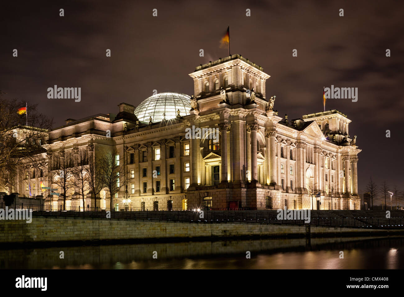 Germany, Berlin, View of Reichstag building at night Stock Photo - Alamy