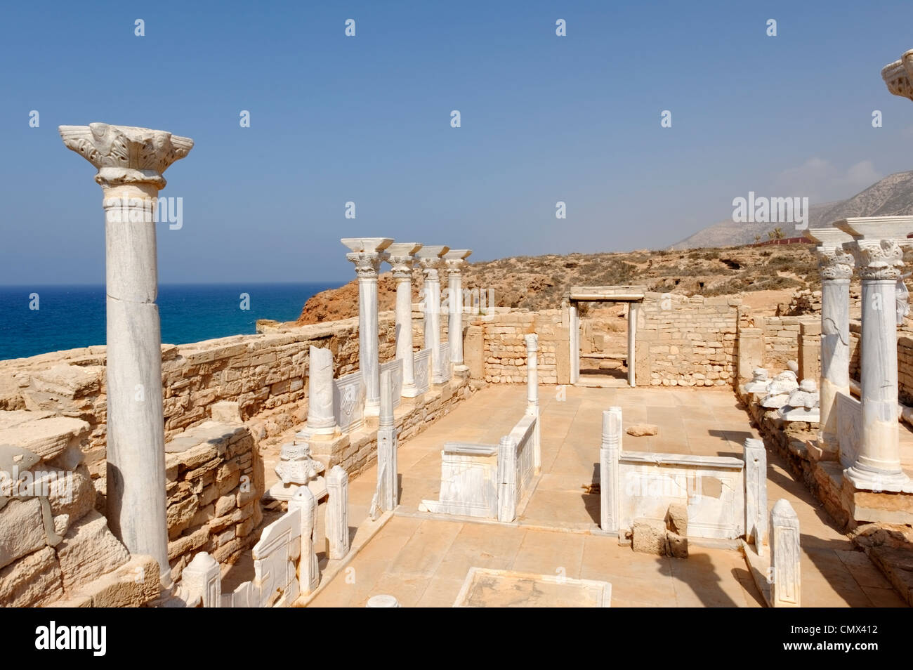 Latrun. Libya. View of the restored Byzantine Western Church / Basilica ...