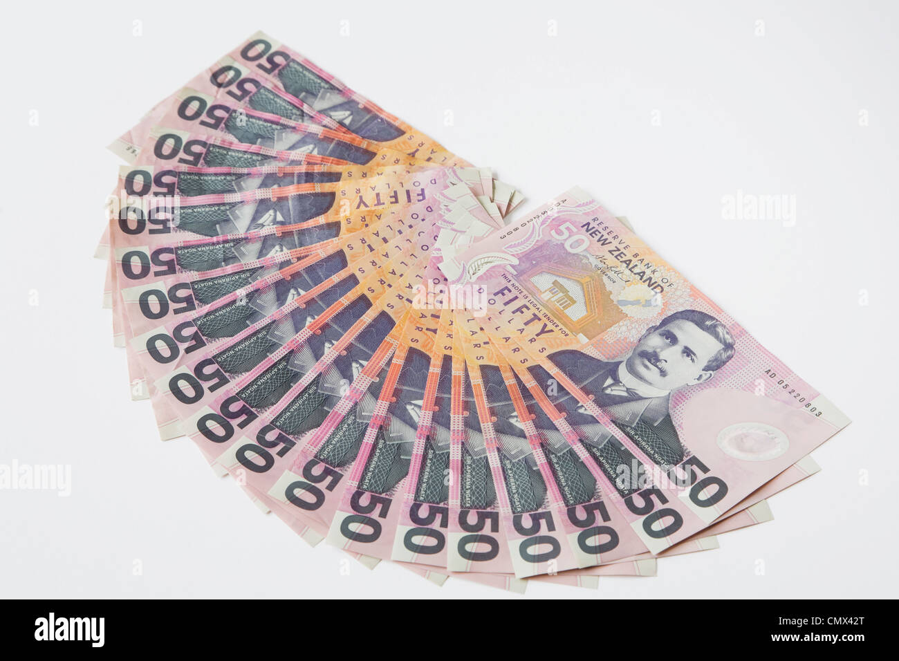 50 dollar notes on white background, close up Stock Photo - Alamy