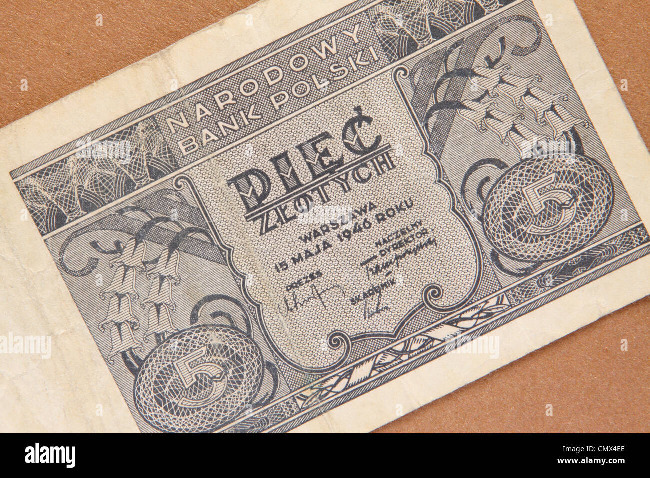 Poland Polish banknote 5 zloty dated 1946 issued by Narodowy Bank ...