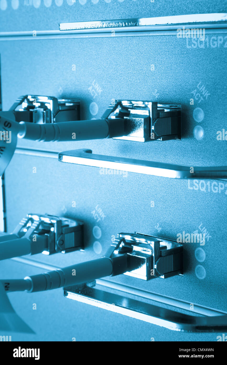 optic fiber cables connected to data center Stock Photo - Alamy