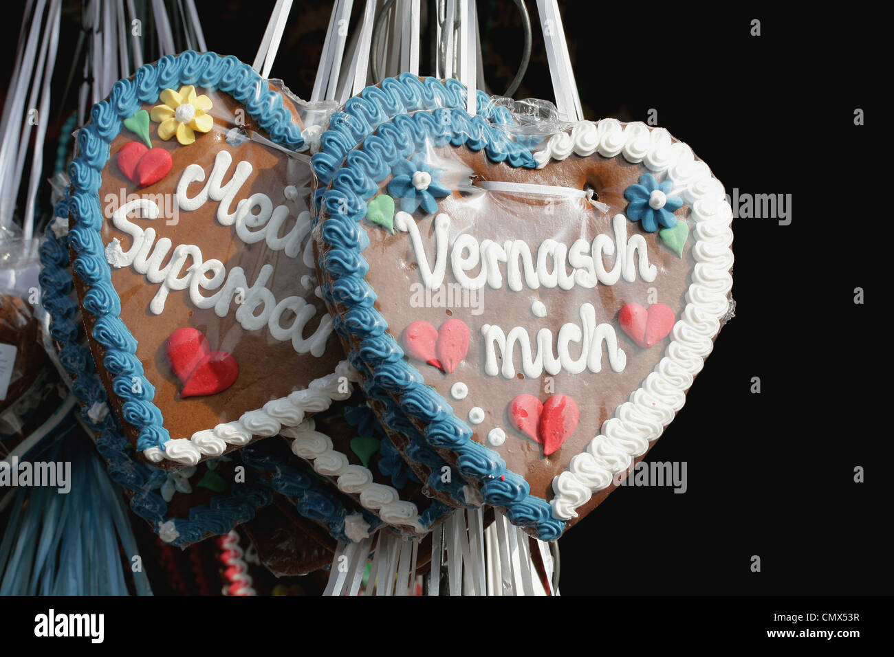 Germany, Munich, Gingerbread hearts, close up Stock Photo - Alamy