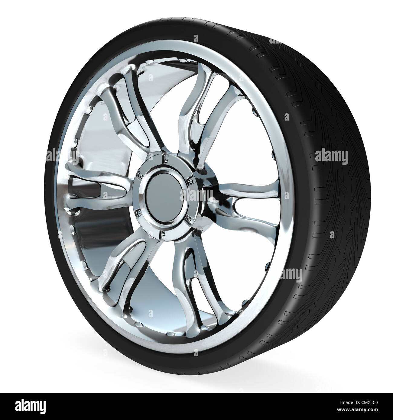 Car wheel on white background Stock Photo - Alamy