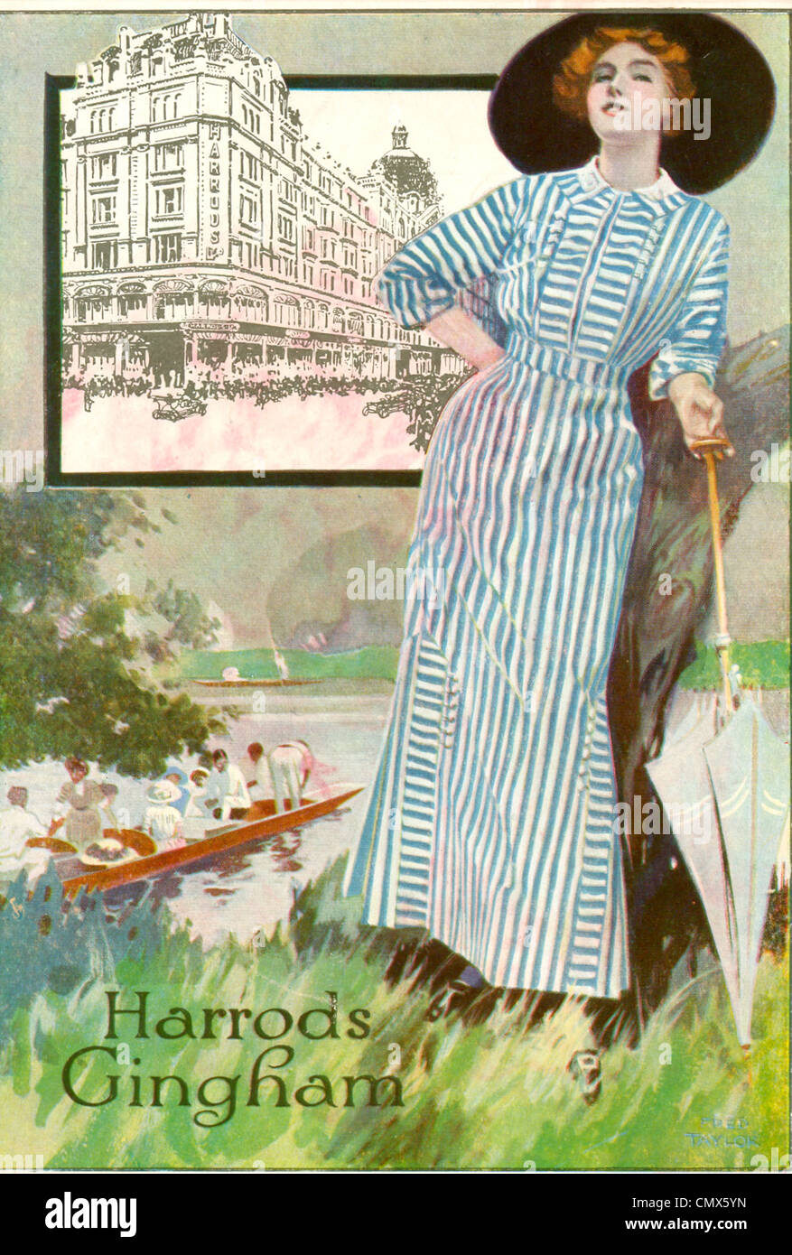Advertisement for Harrods Gingham circa 1908 Stock Photo - Alamy