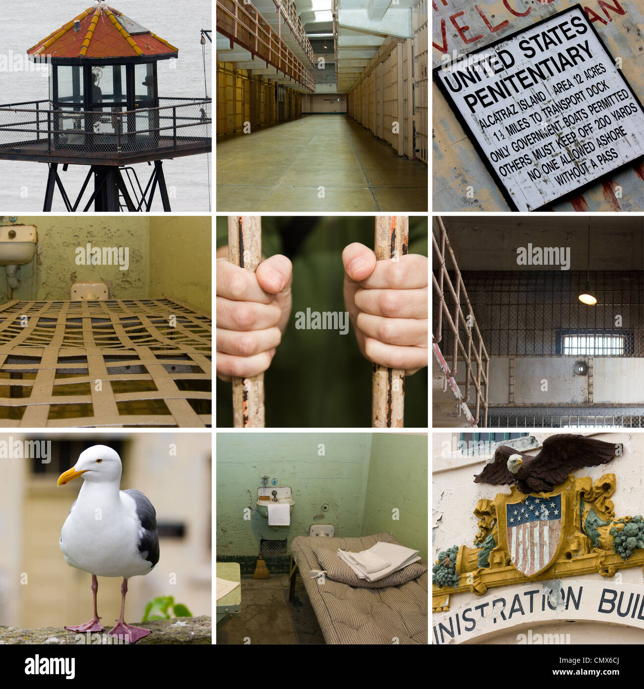 collage photo composition of Alcatraz prison Stock Photo - Alamy