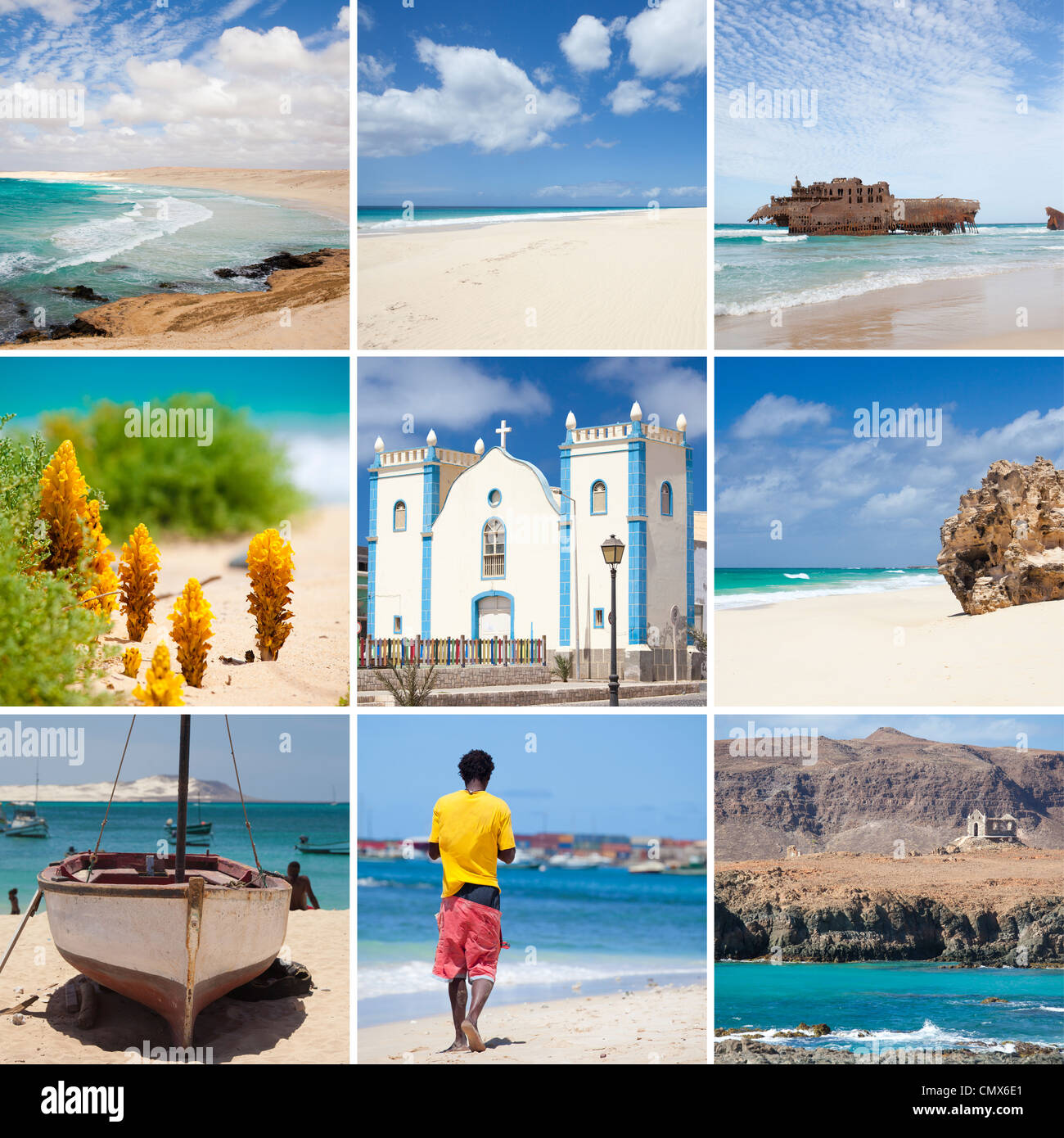 collage photo composition of famous Boavista island of Cape Vert Stock ...