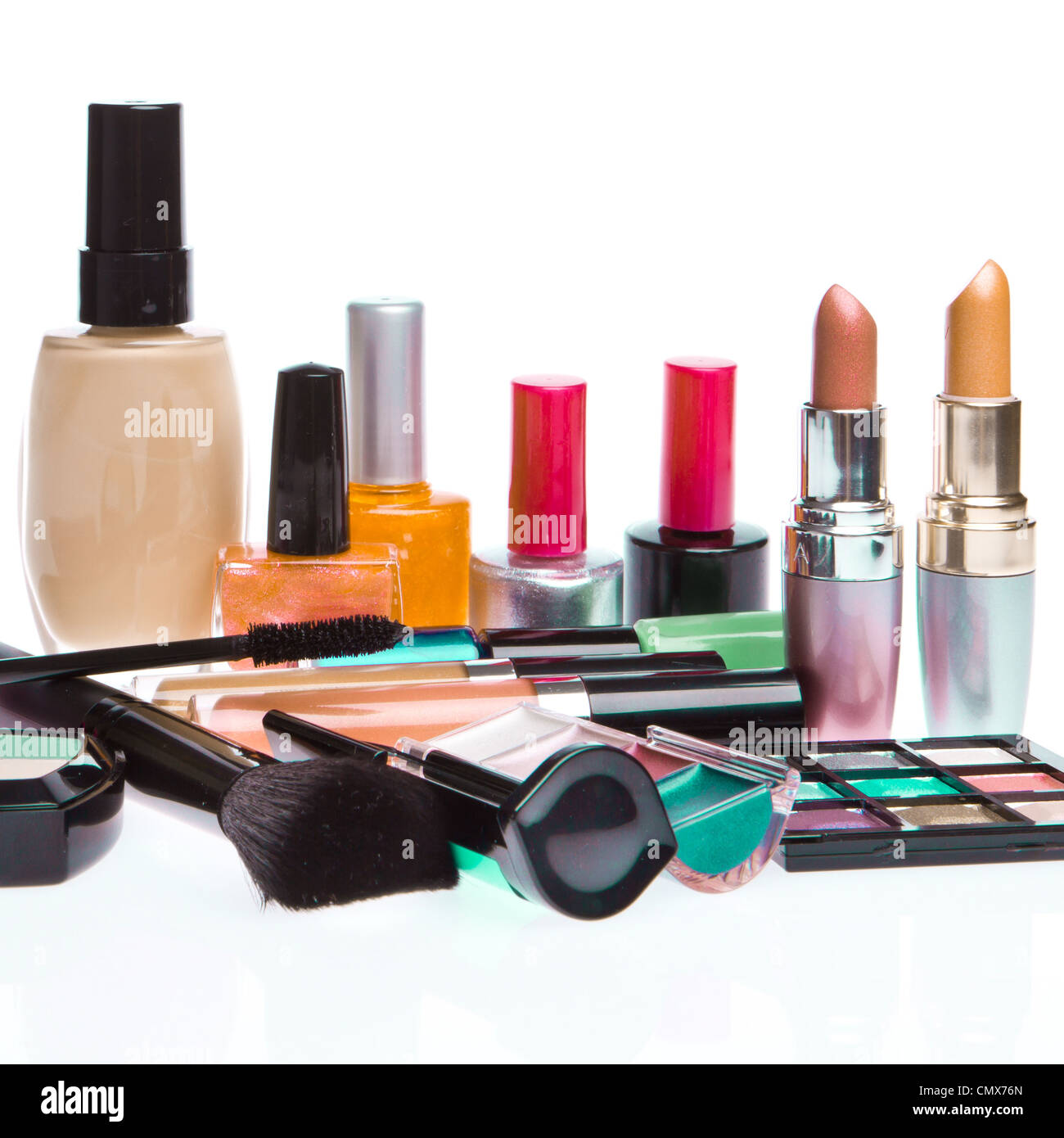 set of makeup products isolated on white background Stock Photo - Alamy