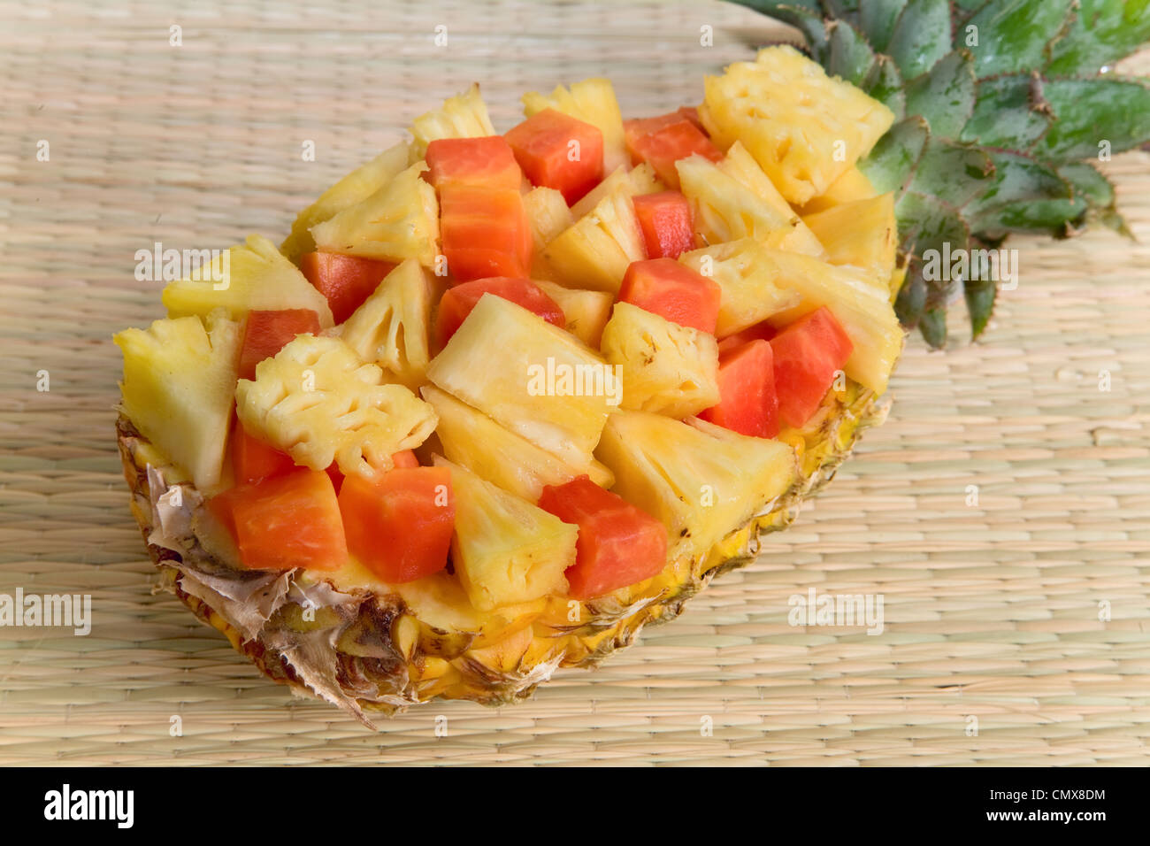 Assorted exotic fresh fruits in a pineapple skin Stock Photo - Alamy