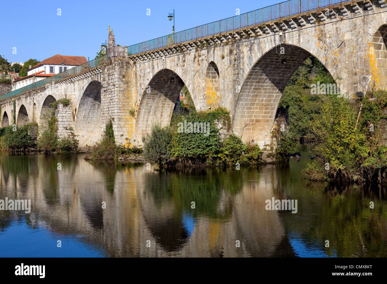 ancient roman bridge of Ponte da Barca in the north of Portugal Stock ...