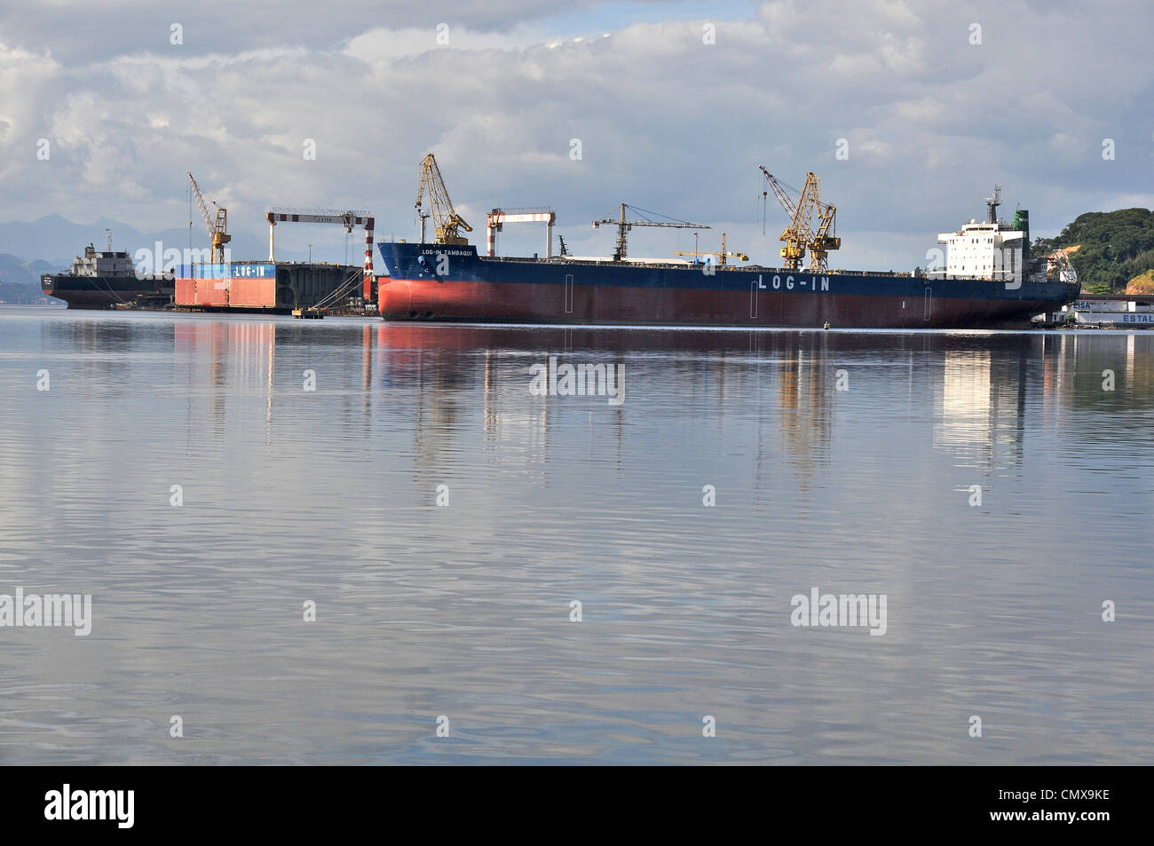 Ship during construction works in a shipyard Estaleiro Ilha EISA Ilha ...