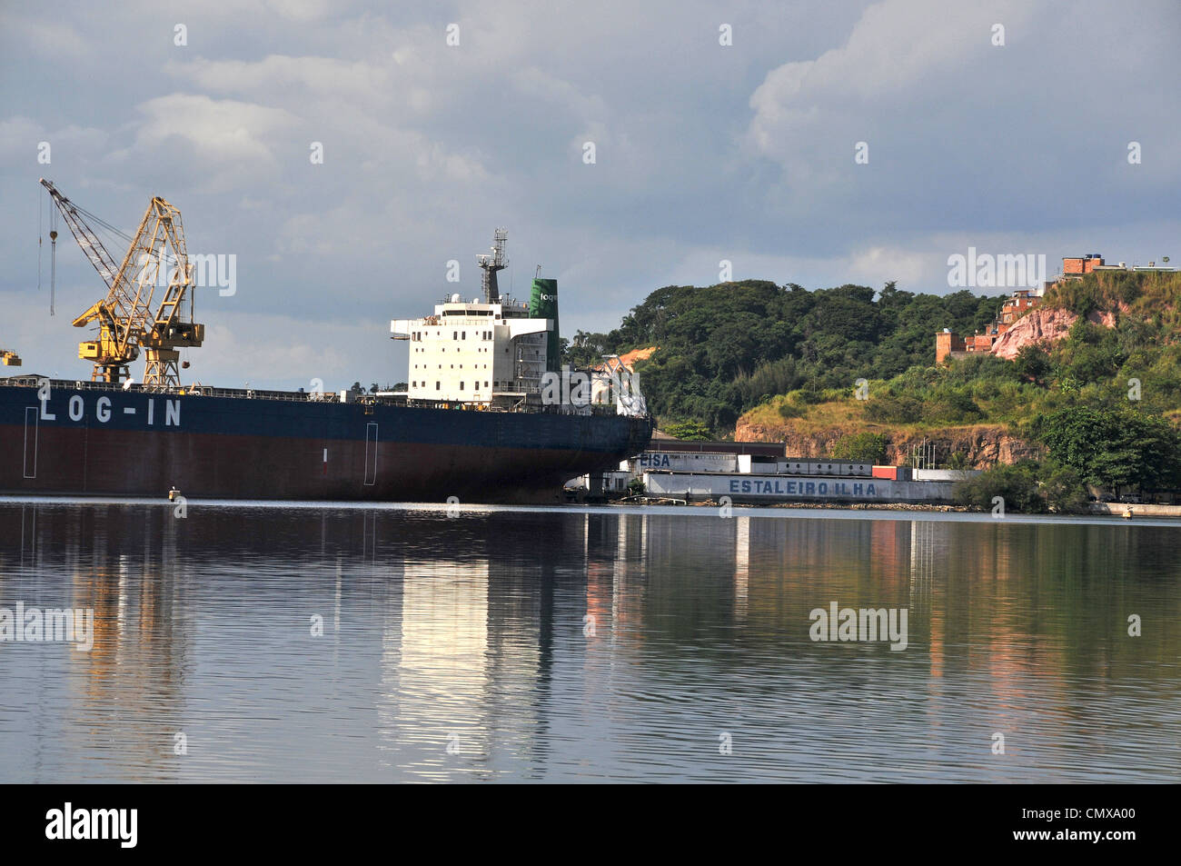 Ship during construction works in a shipyard Estaleiro Ilha EISA, Ilha ...