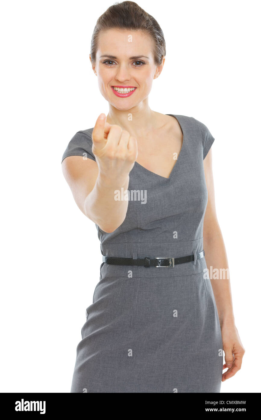 Modern business woman beckoning with finger Stock Photo - Alamy
