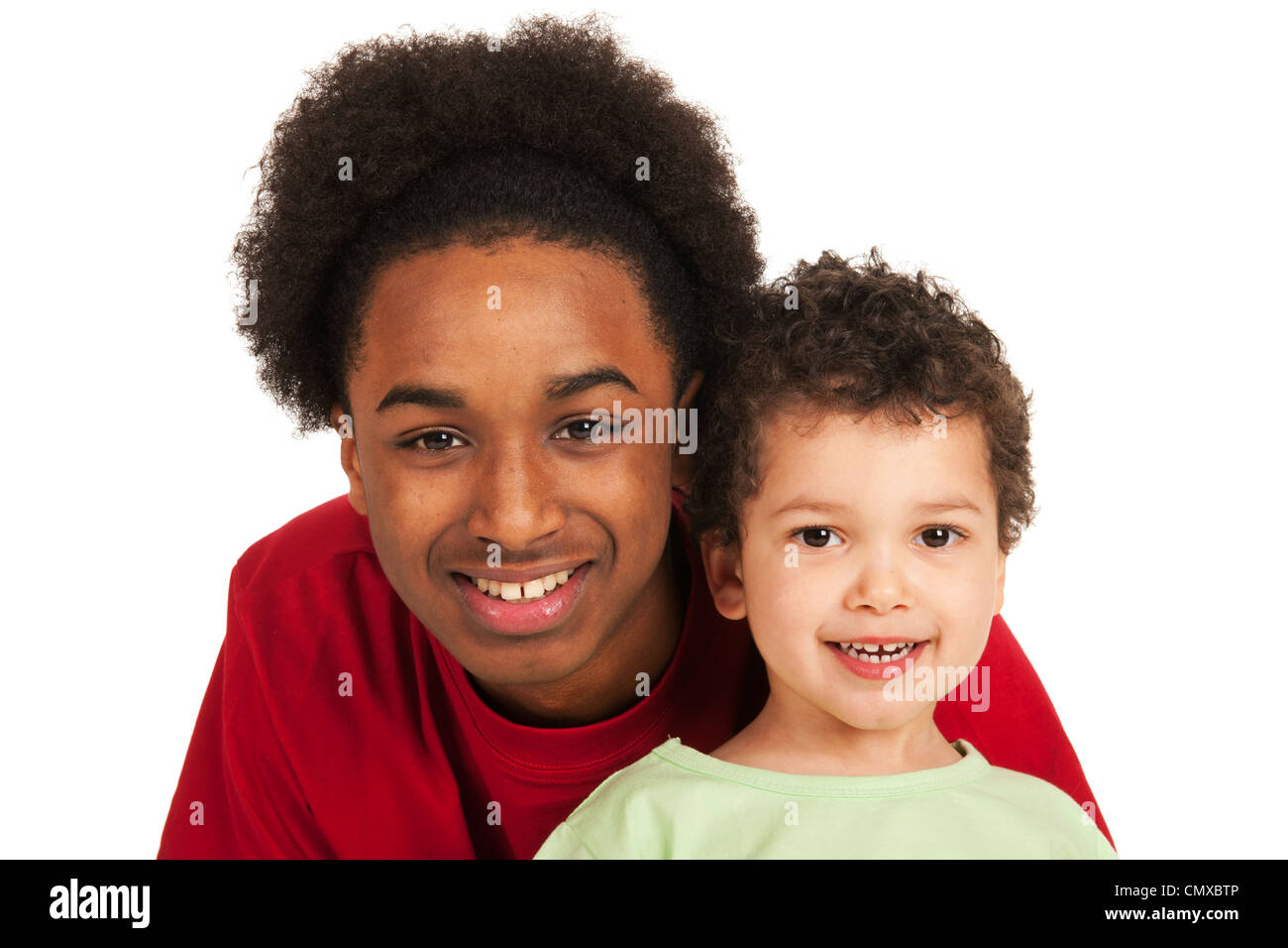 Two multi-cultural half brothers in portrait Stock Photo - Alamy