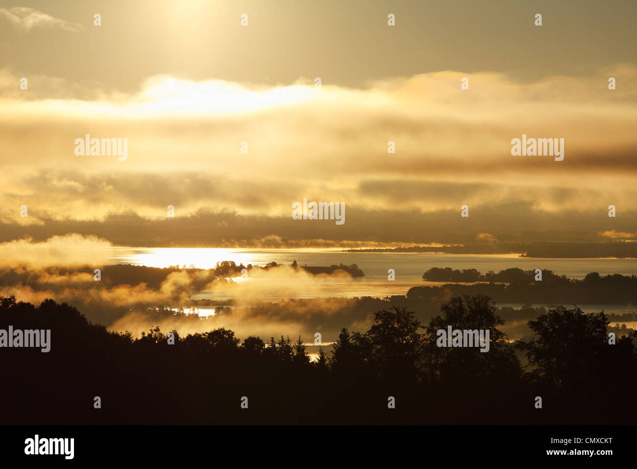 Germany, Bavaria, Upper Bavaria, Chiemgau region, View of morning at ...