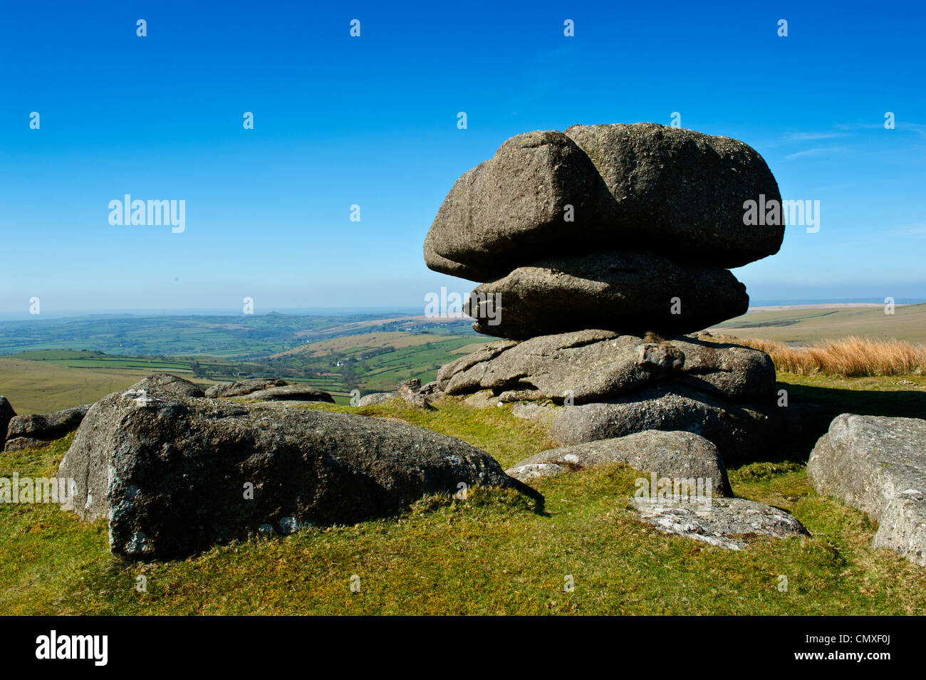 Granite Tors in the Dartmoor National Park Devon England with with ...
