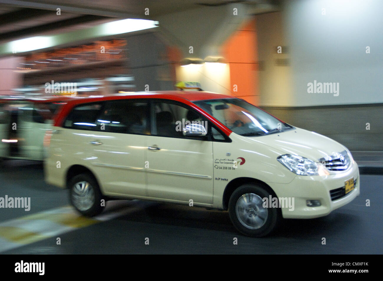 Airport taxi, Dubai, United Arab Emirates, UAE, speeding away with ...