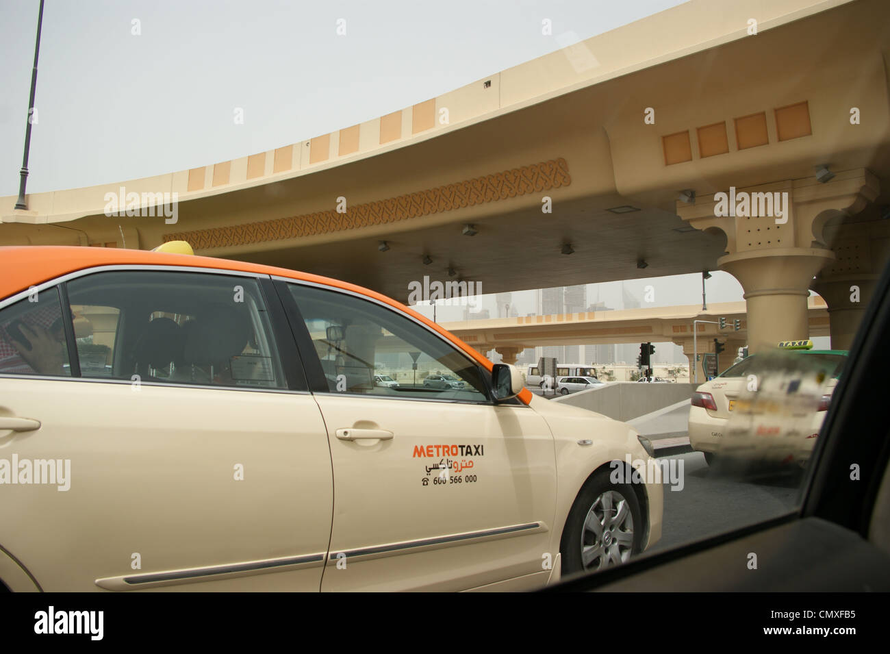 Taxi in Dubai see through a taxi window, United Arab Emirates, UAE ...