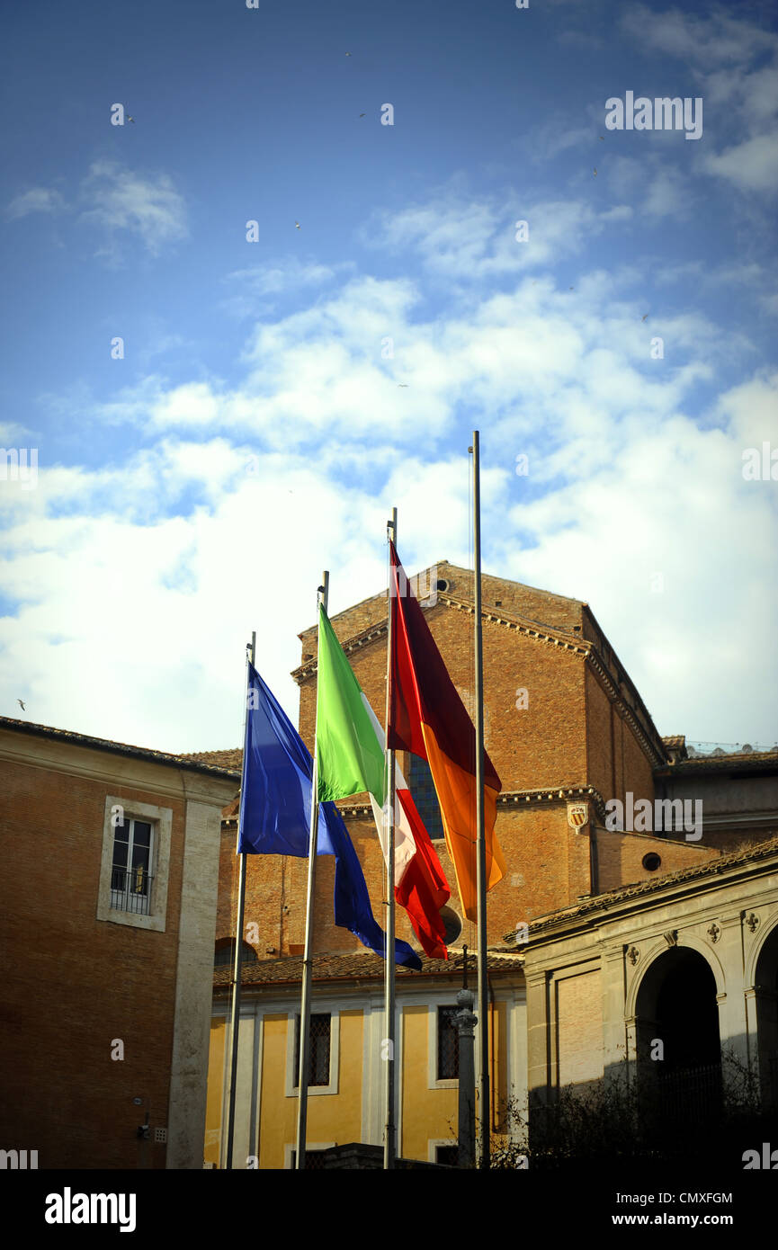 Flags in Roma Italy Stock Photo - Alamy