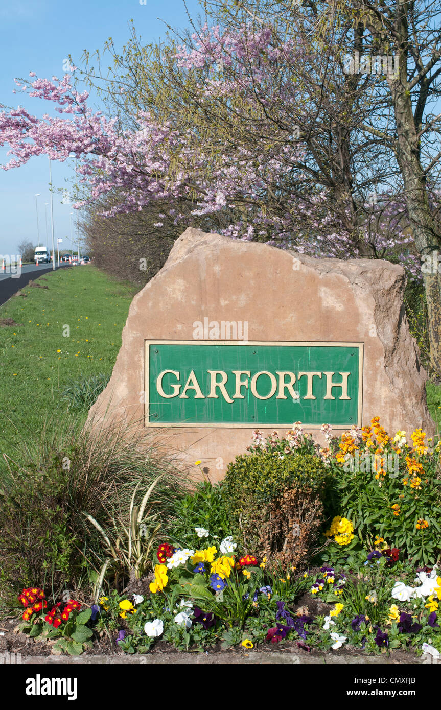 Garforth road sign in spring Stock Photo - Alamy
