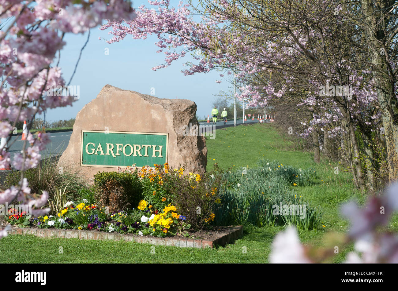 Garforth road sign in spring Stock Photo - Alamy