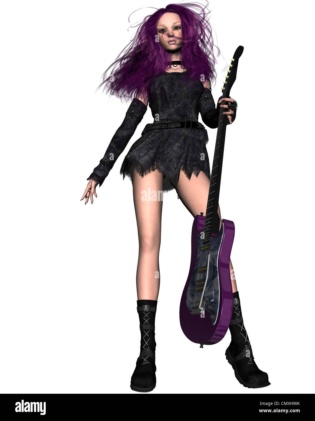 Goth Girl Guitarist - 2 Stock Photo - Alamy