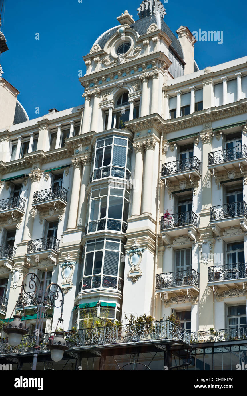 Rectangular balconies outside of a beautiful, French building Stock ...